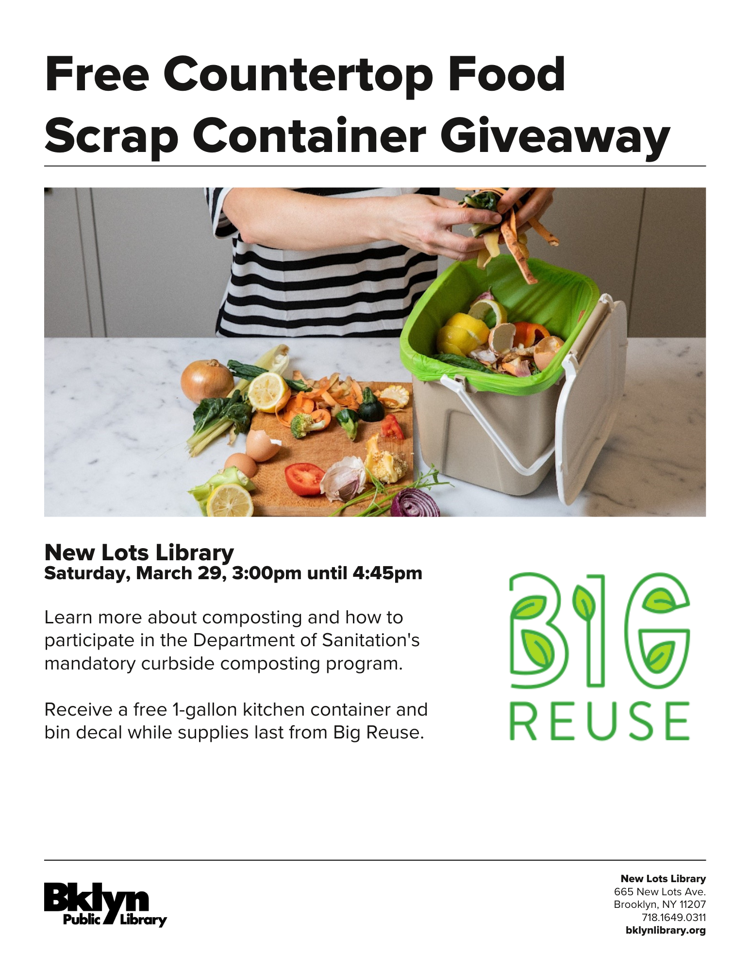 Free Countertop Food Scrap Container Giveaway | Brooklyn Public Library