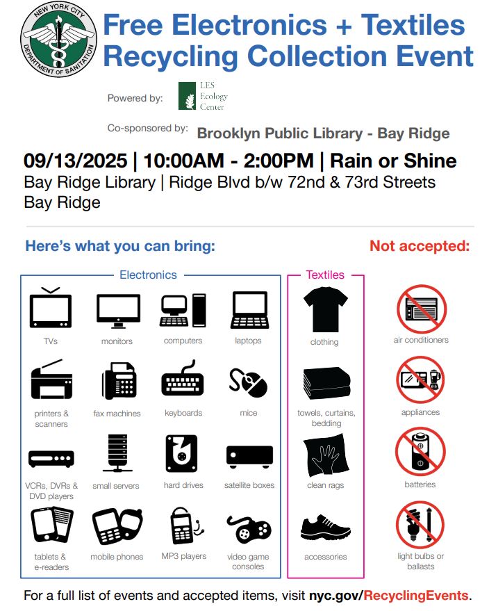 E-Waste & Textile Collection Event with Department of Sanitation ...