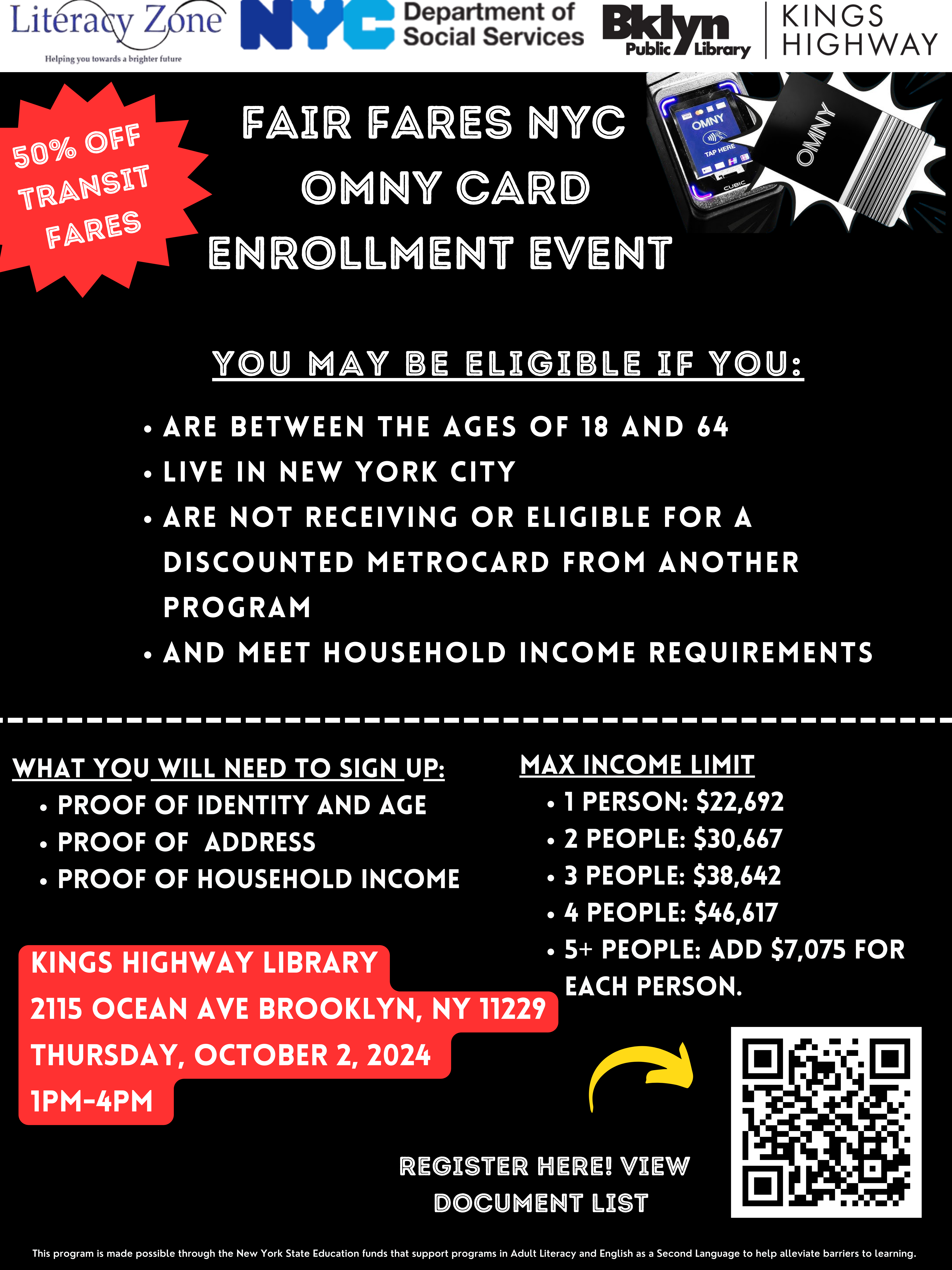 50% OFF OMNY (Metro) Cards with Fair Fares | Brooklyn Public Library