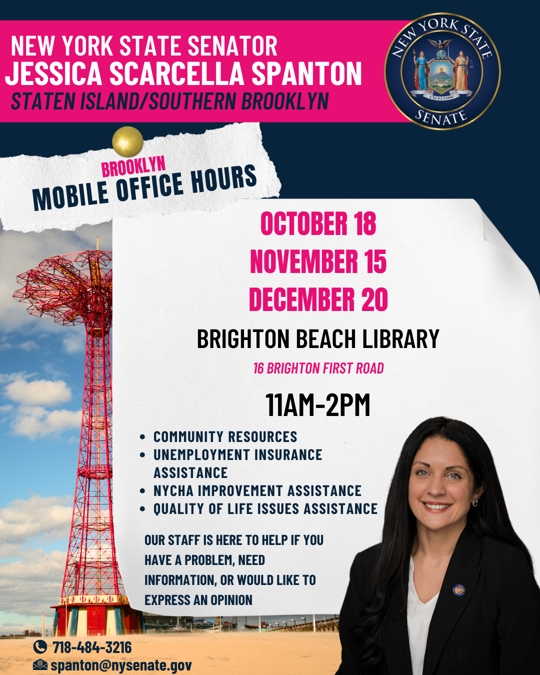 Mobile Office Hours for State Senator Jessica Scarcella Spanton | Brooklyn Public Library