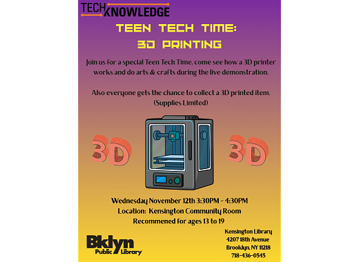 Teen Tech Time: 3D Printing | Brooklyn Public Library